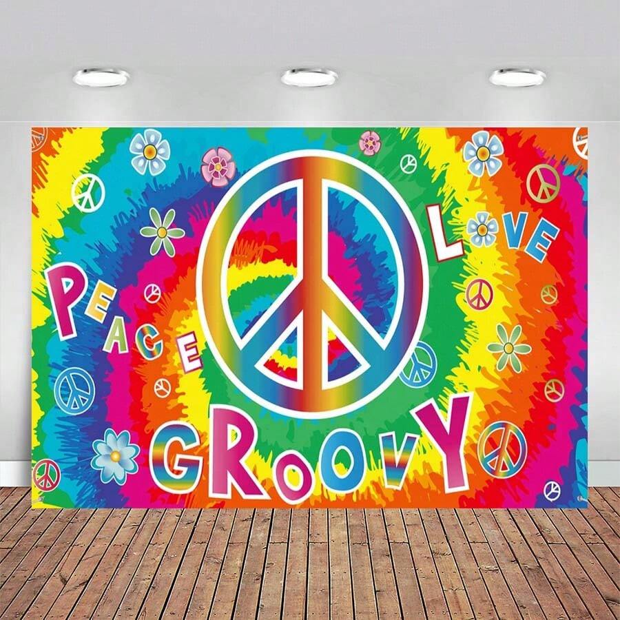Tie-Dye Birthday Party Photography Backdrop 60's Hippie Theme Happy ...