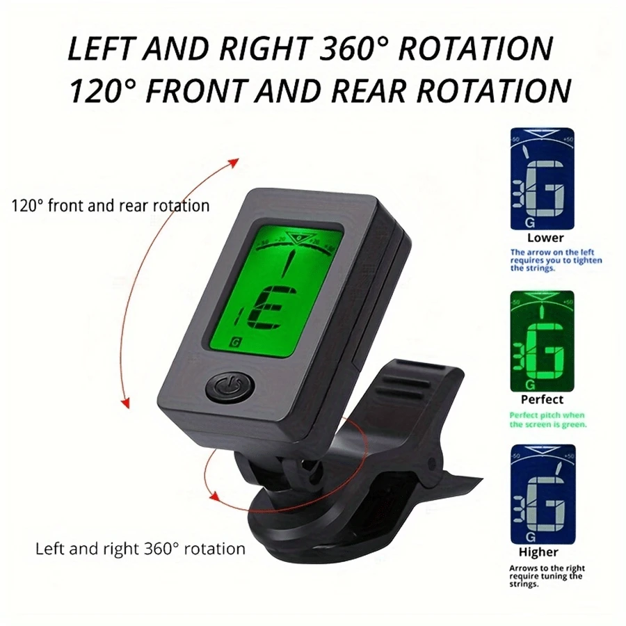 Guitar Tuner Clip On Digital Electronic Tuner For Guitar, Bass, Ukulele ...