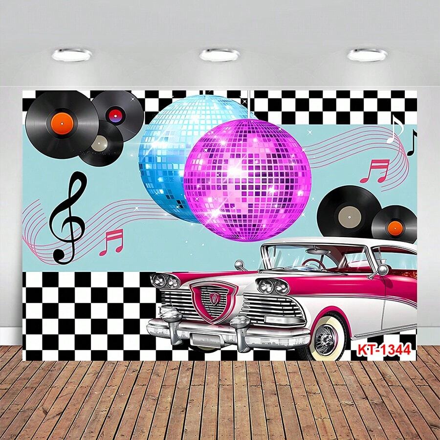 Back To 50s Backdrop For Birthday Rock Roll Party 1950s Soda Shop Photo ...