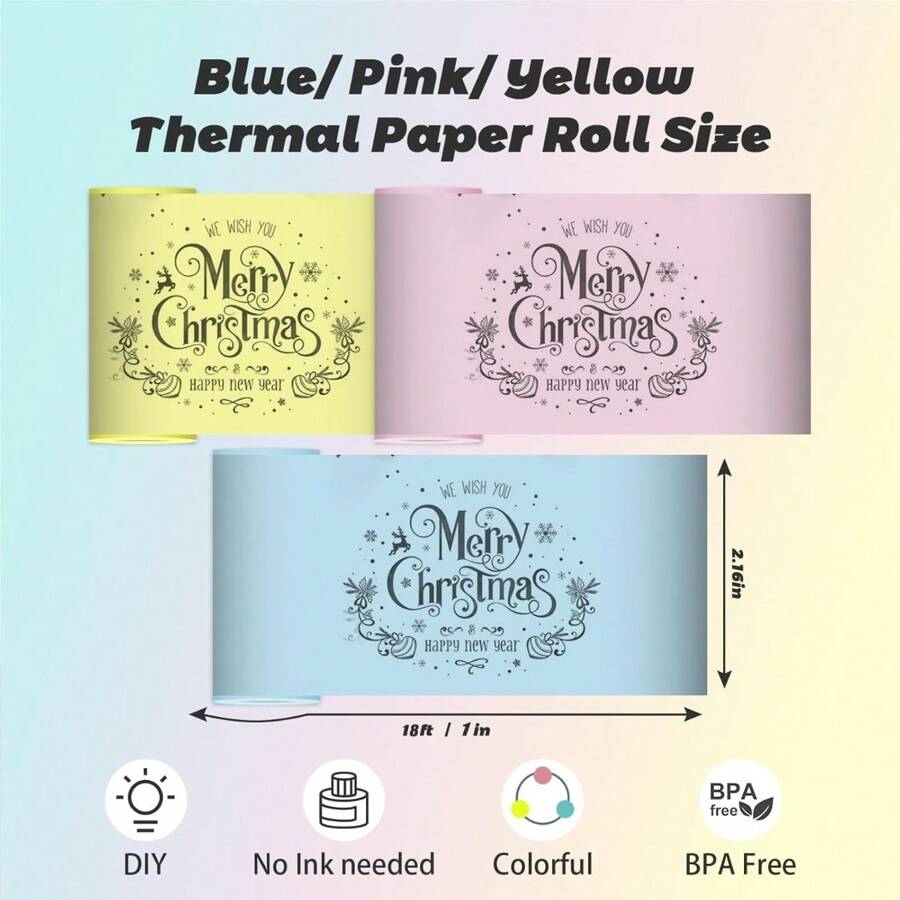 Thermal Printer Paper, Colorful Printer Paper For Mini Sticker Receipt ...