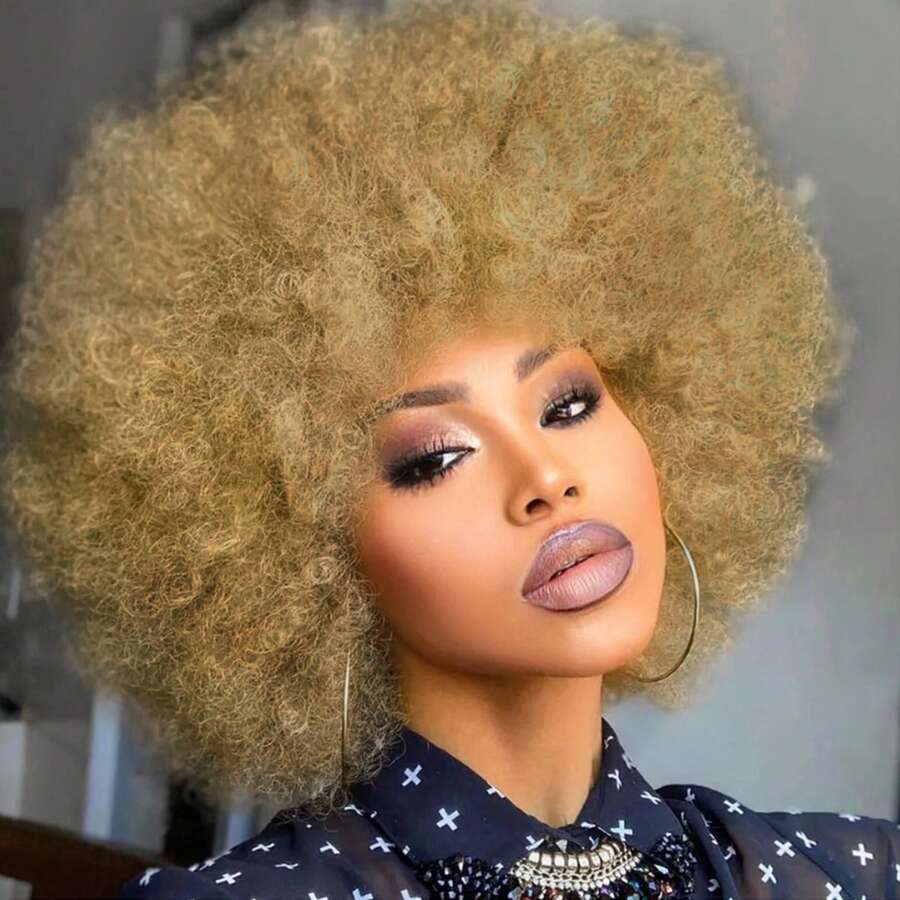 Pelucas cabello afro suave años 70 para mujer, peluca rizada y rizada ...