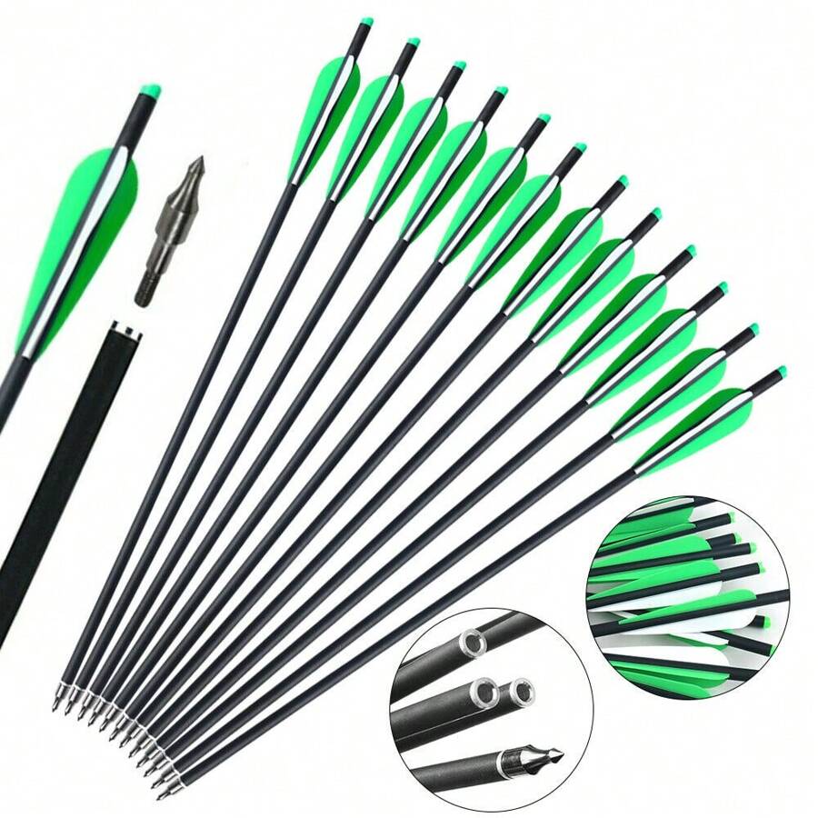12pcs Archery Carbon Arrow 20 Inch Crossbow Bolts Diameter 8.8mm Arrows ...