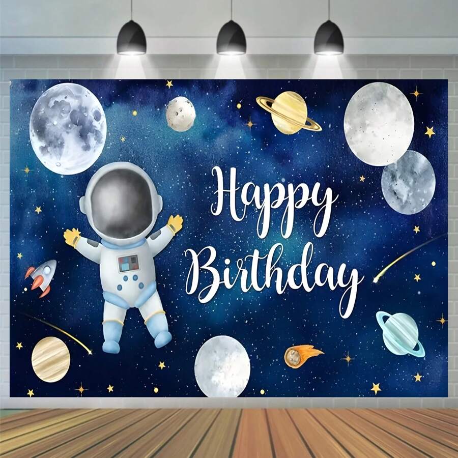 1pc Galaxy Theme Birthday Party Backdrop - Outer Space Banner With ...