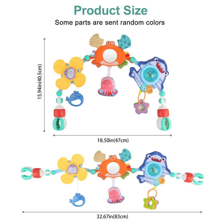 Baby Play Arch Toy With Teethers & Mirror, Crib Mobile, Hanging Rattles ...