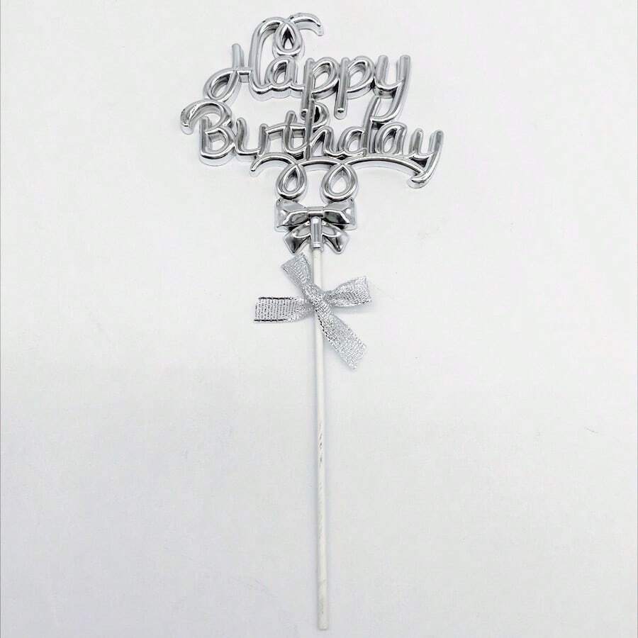 3D Happy Birthday Letter Cake Toppers Plastic Gold Foil Cake ...
