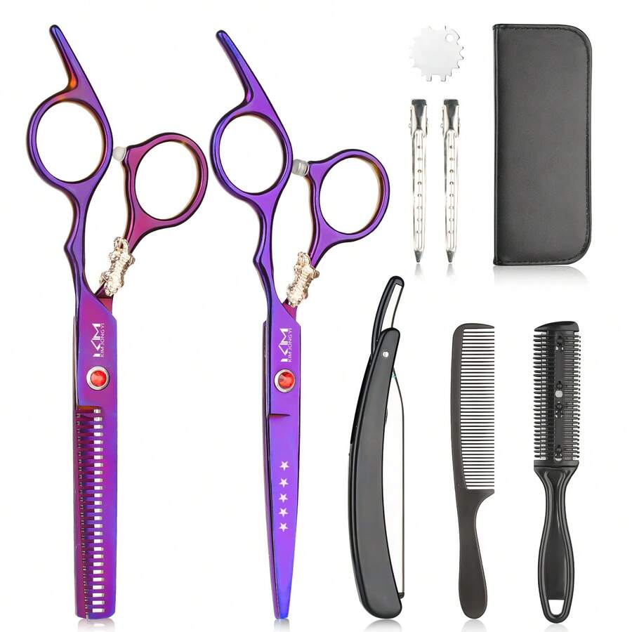 KIM JONG YI 6.5-Inch Hair Clipper Set, 8-Piece Shaver Set, Titanium Alloy Professional ...