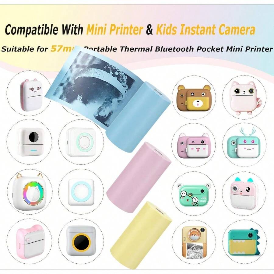 Thermal Printer Paper, Colorful Printer Paper For Mini Sticker Receipt ...