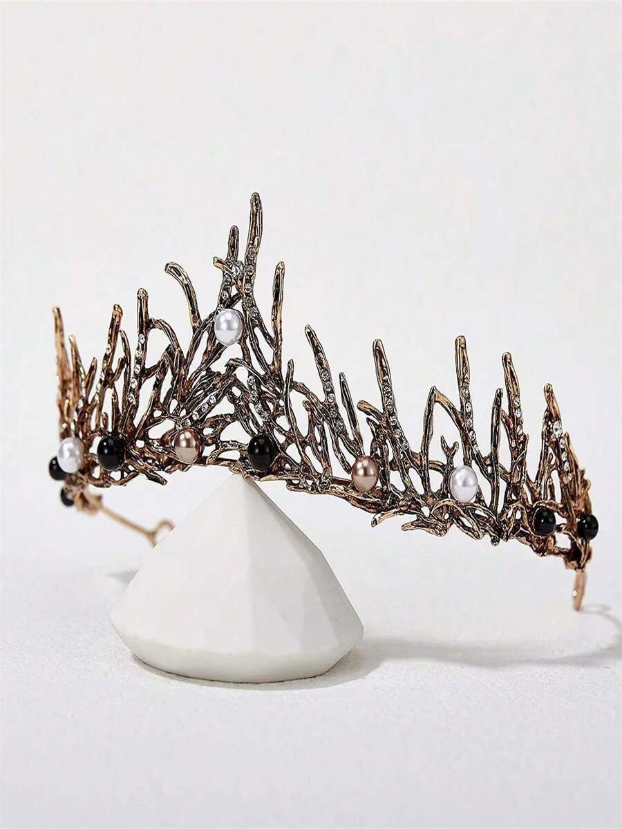 Baroque Vintage Branch Design Bridal Pearl Crown Hairband, Alloy ...