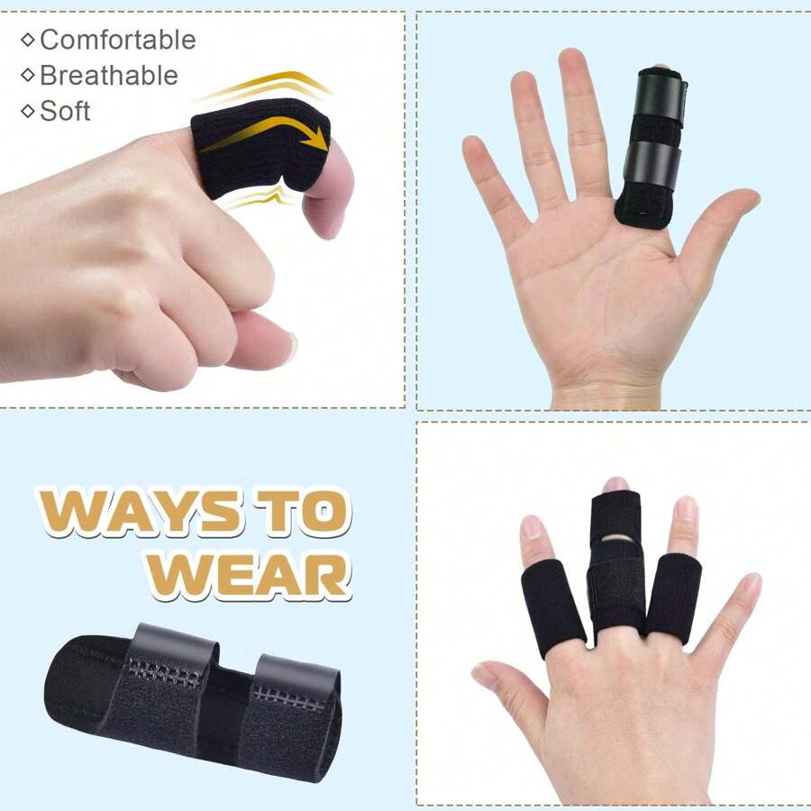 2-Finger Splint, Black Finger Stabilizer Brace For Injured Or ...