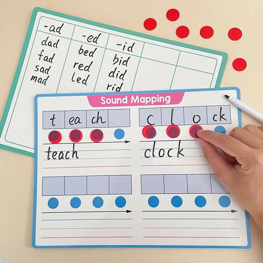 4Pcs Double Sided Word Family CVC Phonics Learning Preschool Dry Erase ...