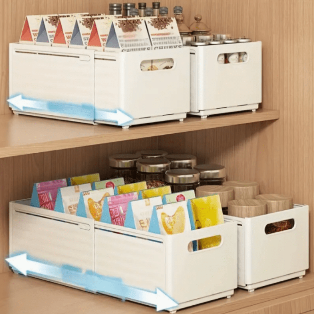 Contemporary Plastic Expandable Kitchen Cabinet Organizer Bins - Pull ...