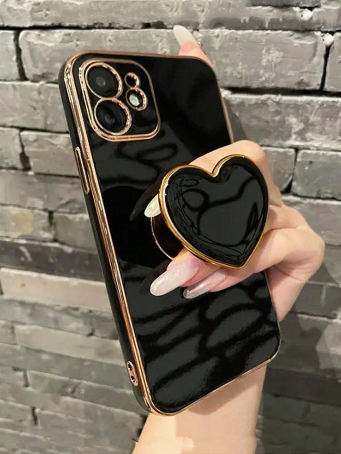 Novelty Wavy Phone Case Plated Heart Stand & Plated Phone Case ...
