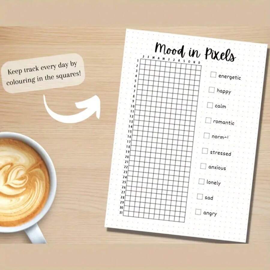 15pcs Pixel Mood - A5 Journal Pages - Tracker - Daily Tracker - Daily ...