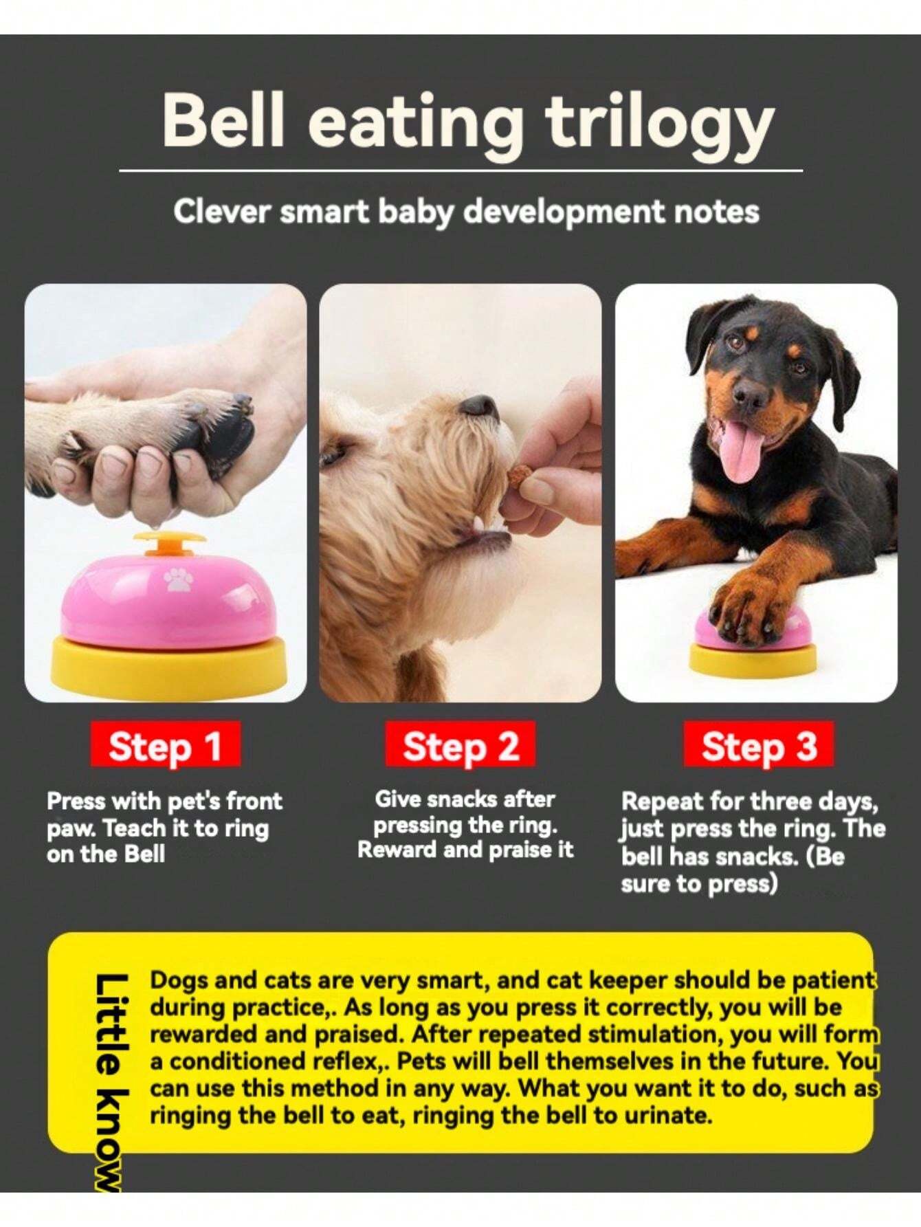 Pet Smart Training Device! Dog-Use Clear Metal Bells, Interactive ...