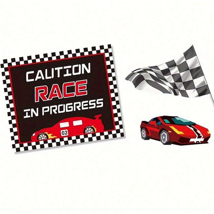 18 Pieces Race Car Birthday Party Supplies Checkered Flags Racing Happy ...