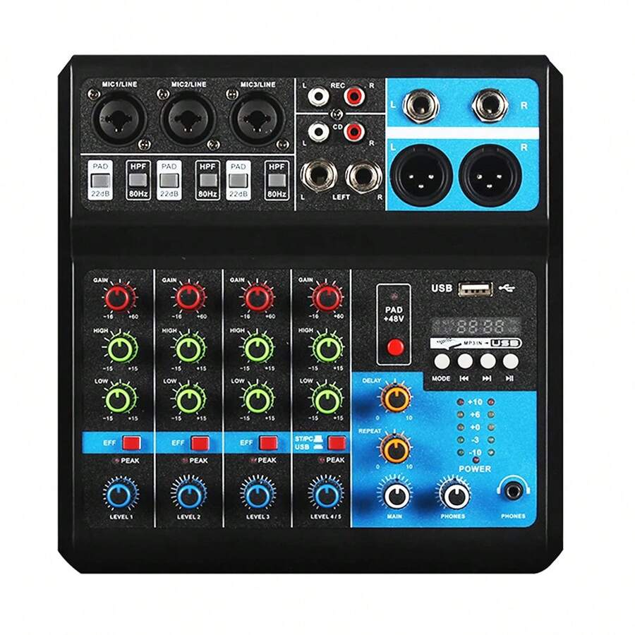 Mezclador de audio profesional, sistema de consola de mesa de sonido ALPOWL, interfaz de 4 ...