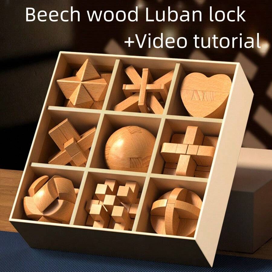 Luban Lock Kongming Lock 9-Piece Set Of Difficult With Mortise And ...