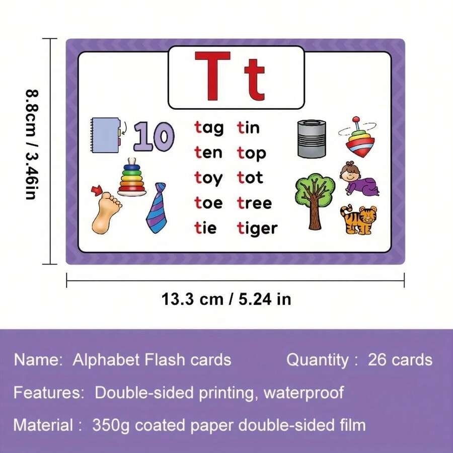 26 Letters Alphabet Flash Cards English Reading Learning Cards For ...