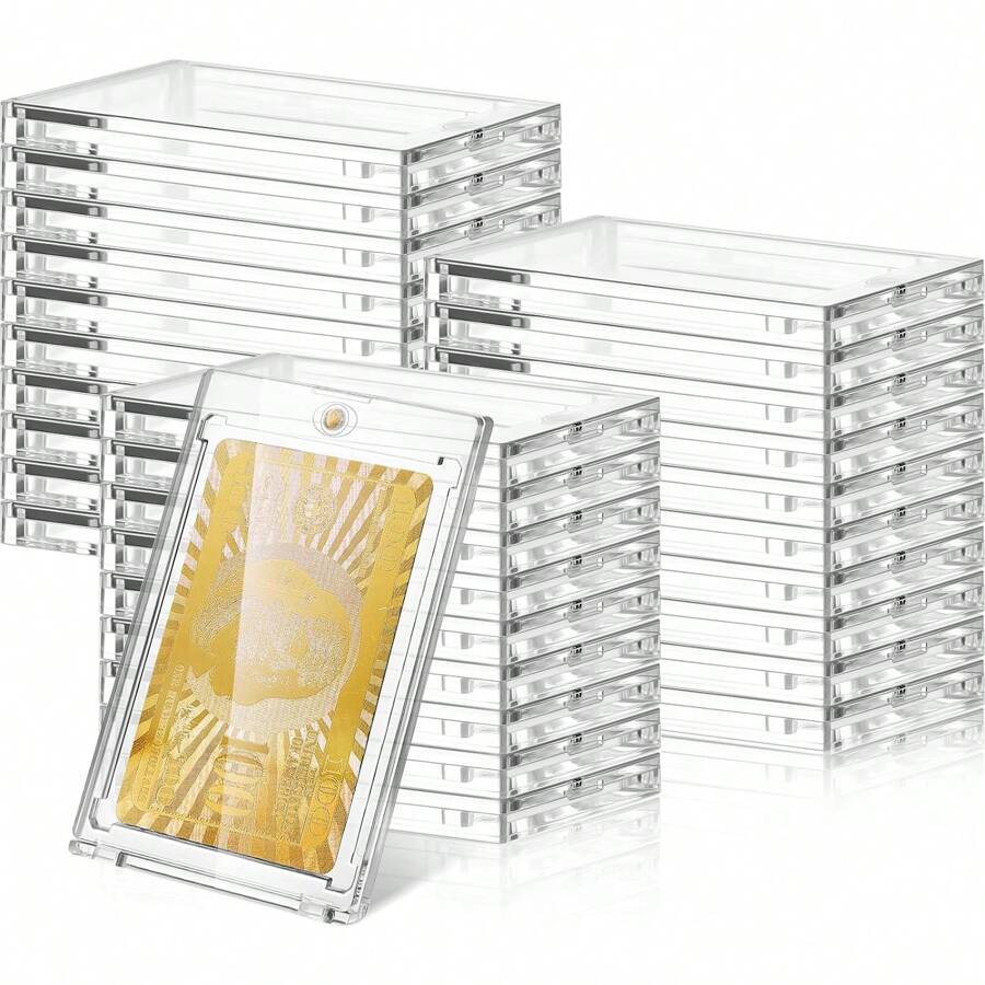 SATINIOR 30 Pcs 100 Pt Magnetic Card Holder For Trading Cards, Magnetic ...