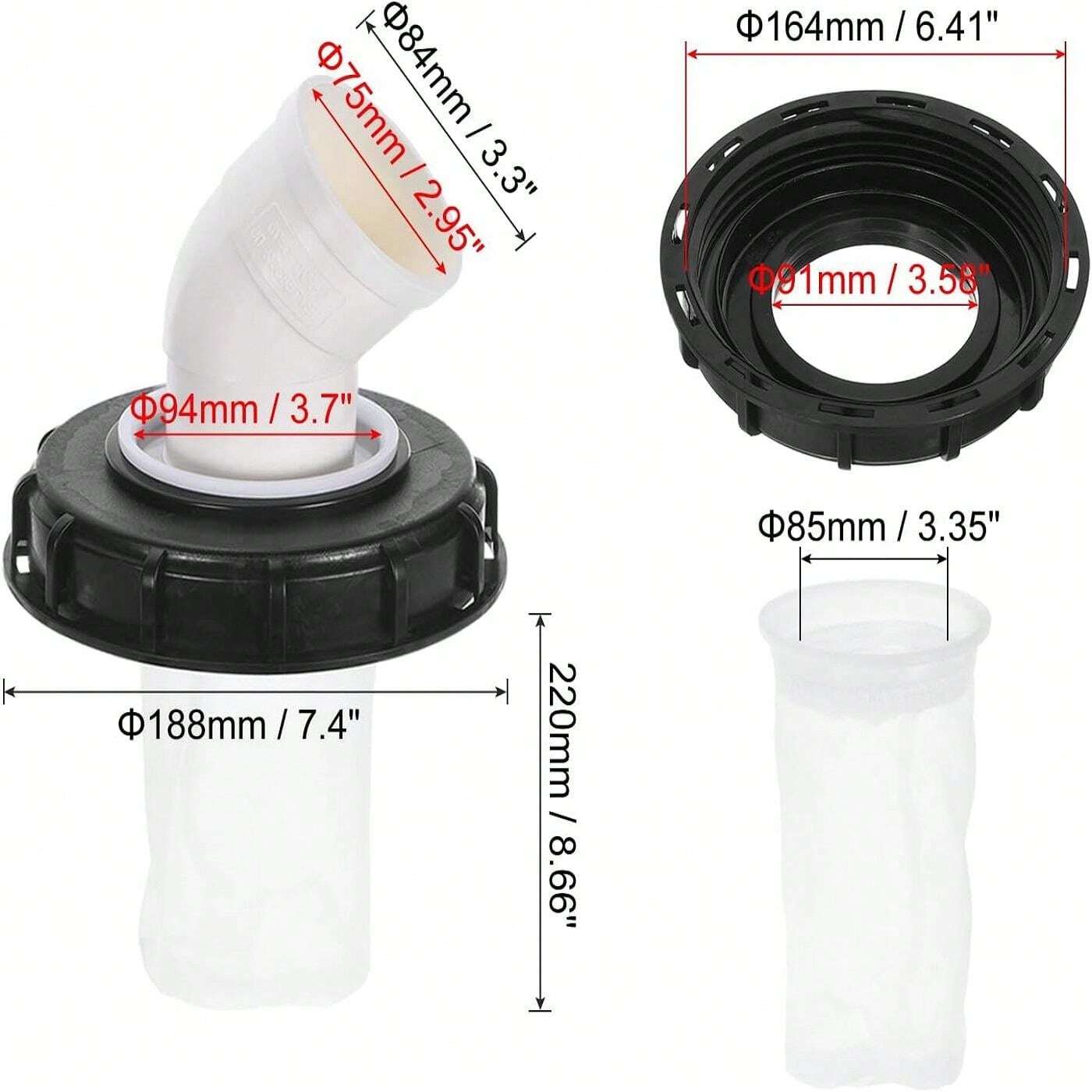 45° IBC Lid Filter Cover 163mm Plastic Ton Barrel Cover With Washable ...