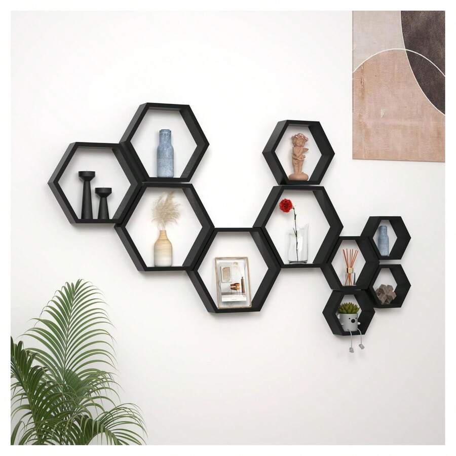 Floating Shelves Honeycomb Shelves Wall Mounted Wood Farmhouse Storage ...