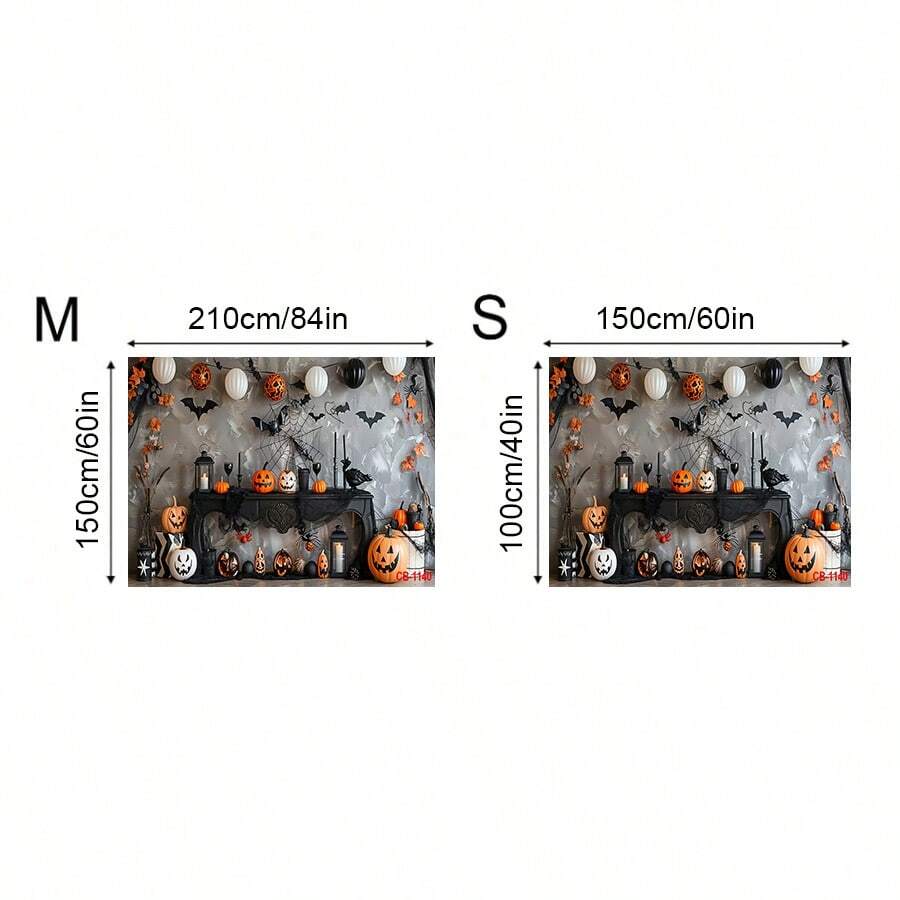 Halloween Backdrop Black Bats Scary Pumpkin Backdrop Spider Web Hay ...