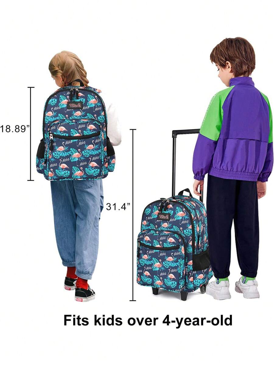 Tilami Rolling Backpack 18 Inch Double Handle Wheeled Boys Girls Travel ...
