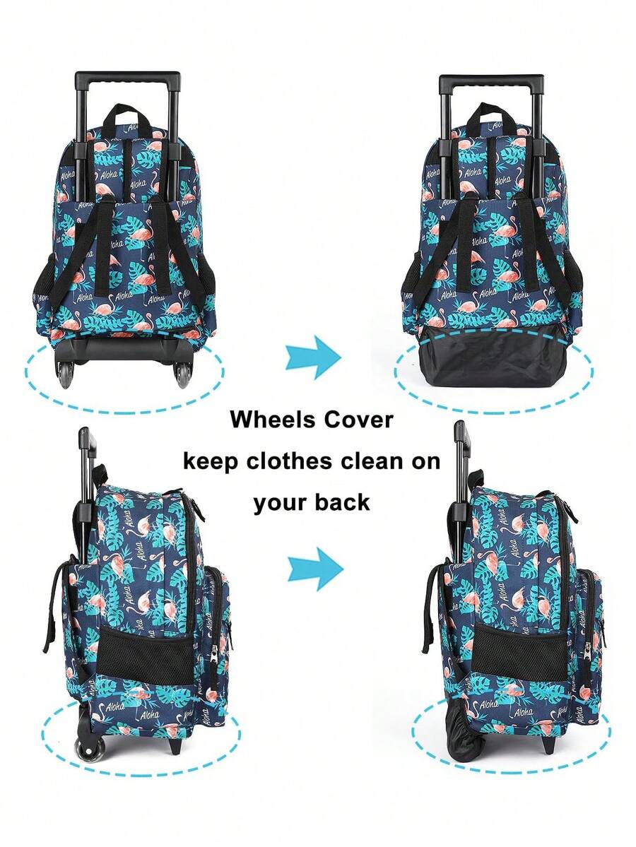 Tilami Rolling Backpack 18 Inch Double Handle Wheeled Boys Girls Travel ...