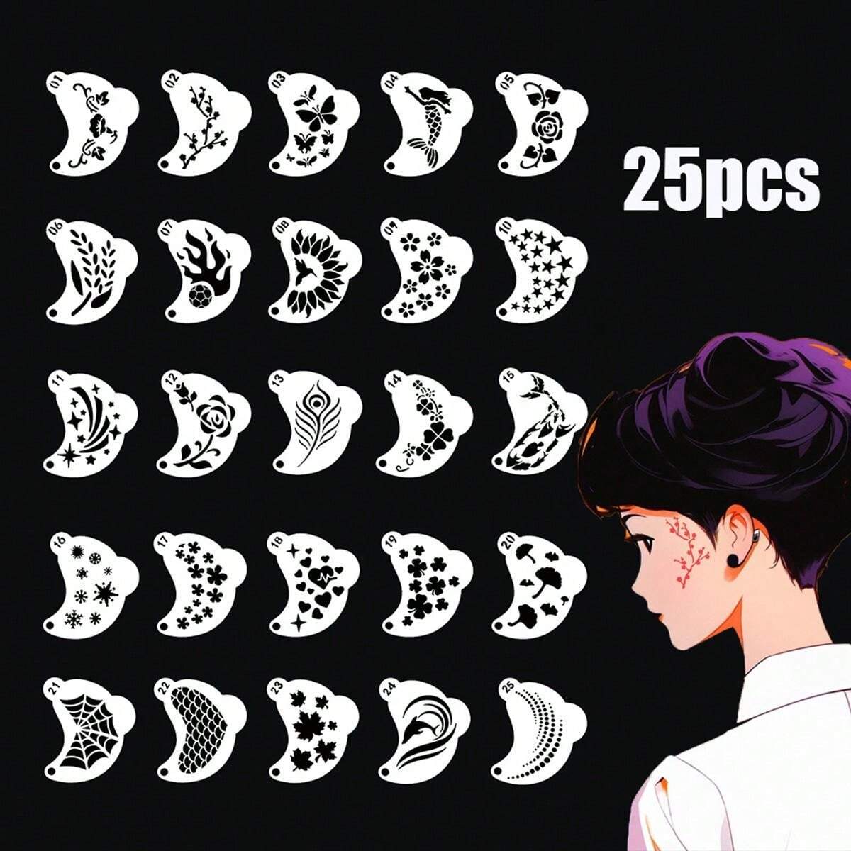 Sheet Face Paint Stencils Face Body Painting Stencils Face Tattoo ...