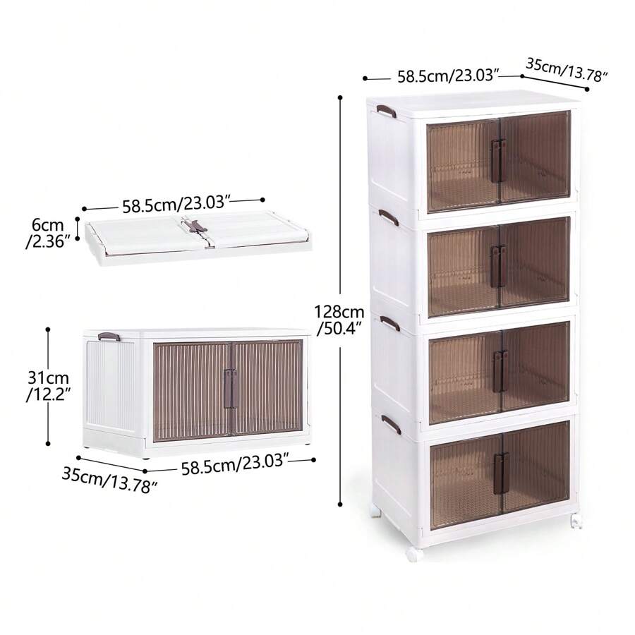 Plastic Storage Box With Lid, 4 Tier Collapsible Stackable Storage Box ...