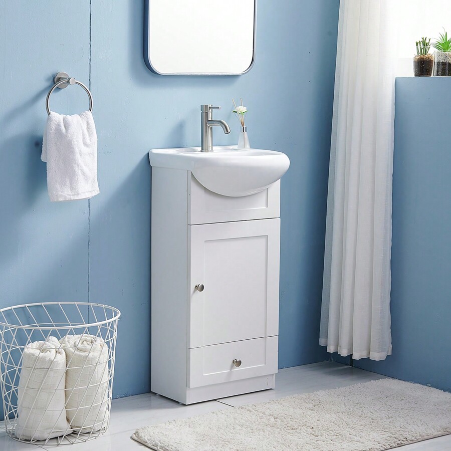 18 Inch White Bathroom Vanities For Small Spaces, Modern Bathroom Vanities Small Bathroom Sink ...