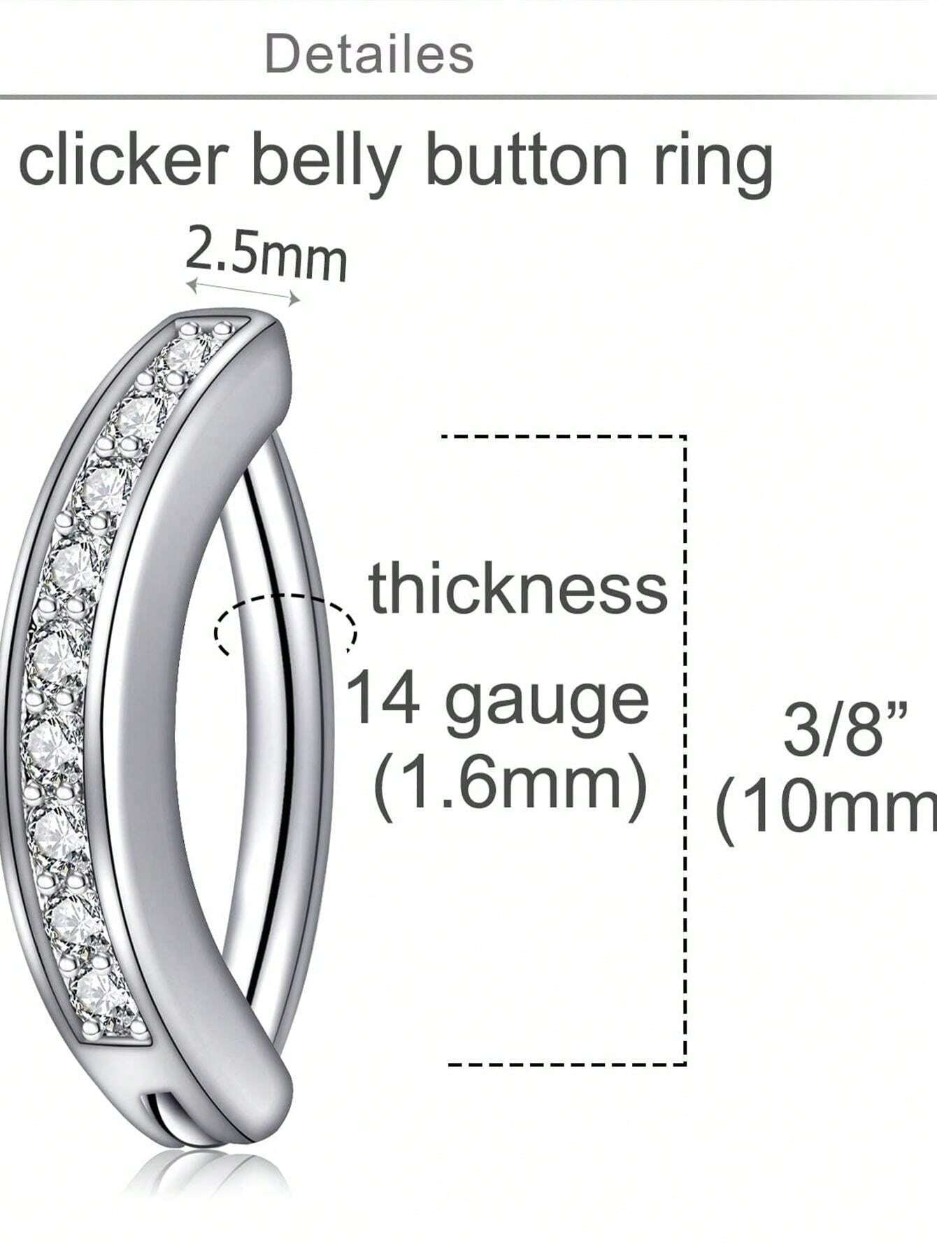 9Pcs 14G Belly Button Rings Stainless Steel Belly Rings CZ Clicker ...