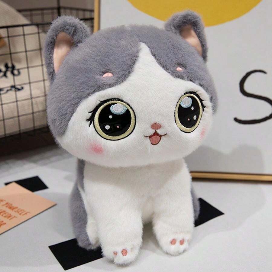 1pc Cute Cartoon Cat Plush Doll, Soft & Fluffy Stuffed Animal, Children ...