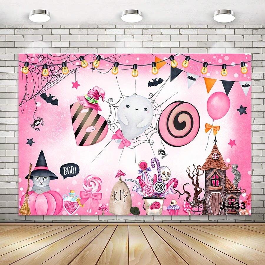 Halloween Boo Backdrop Spooktacular Ghost Spiderweb Bat Halloween ...