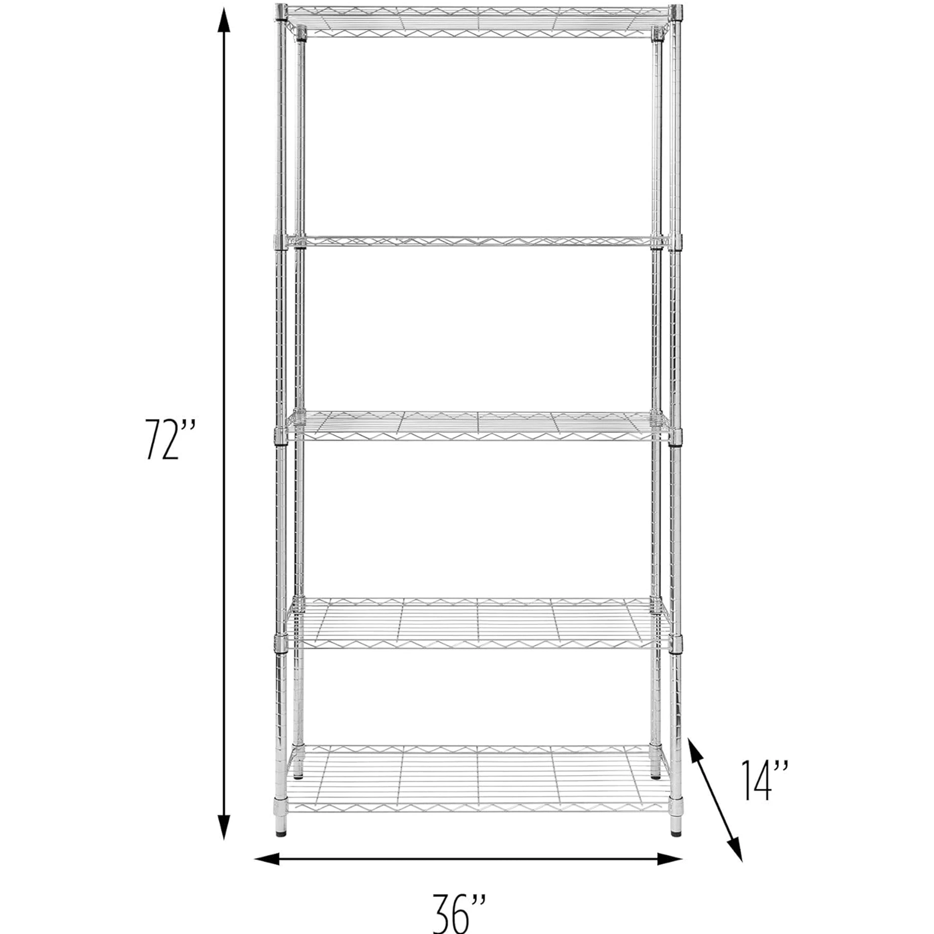 5-Tier Chrome Heavy-Duty Adjustable Shelving Unit With 200-Lb Per Shelf ...