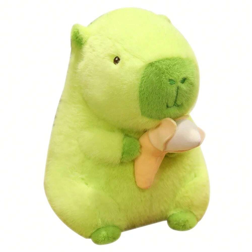 Fluffy Green Capybara Plush Doll Kawaii Capybara Holding Banana Stuffed ...