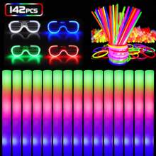 142pcs Glow Sticks Set Party Supplies 30pcs LED Foam Sticks 12pcs LED ...
