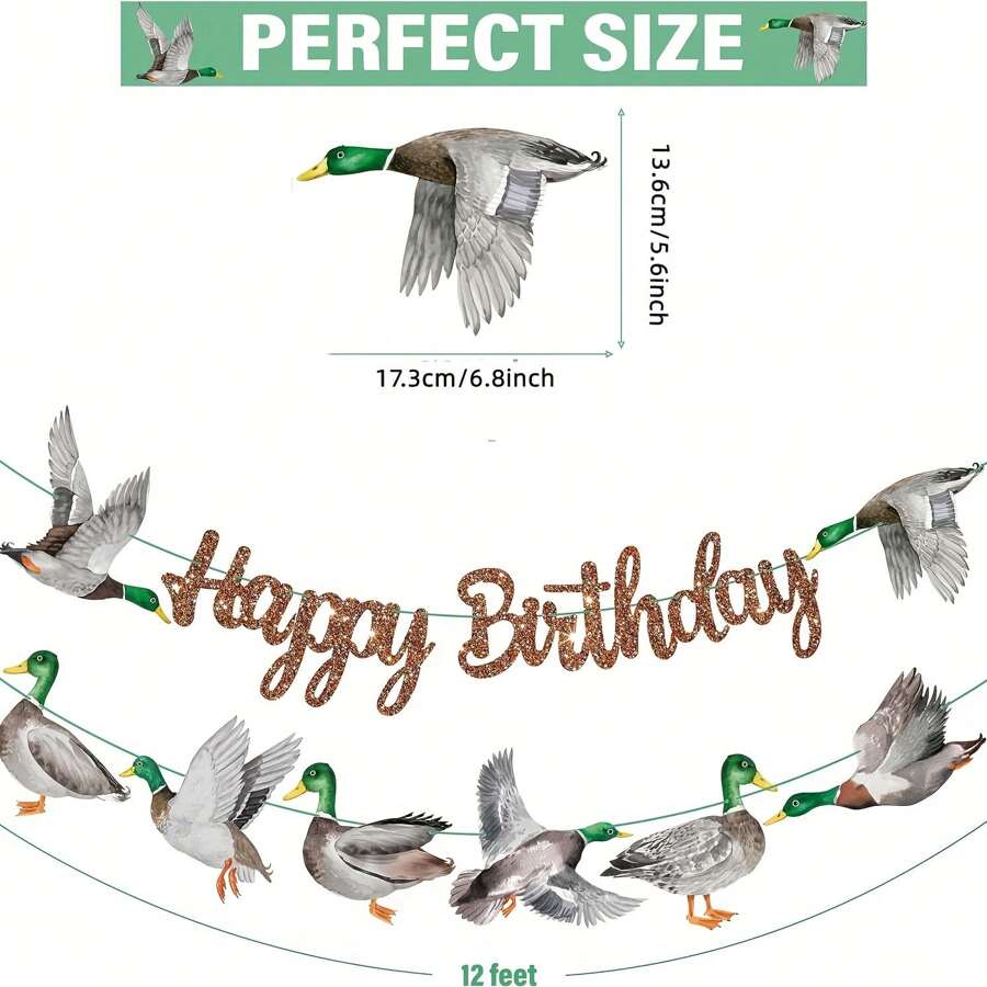 Duck Hunting First Birthday Decorations, One Lucky Duck Hanging Banner ...