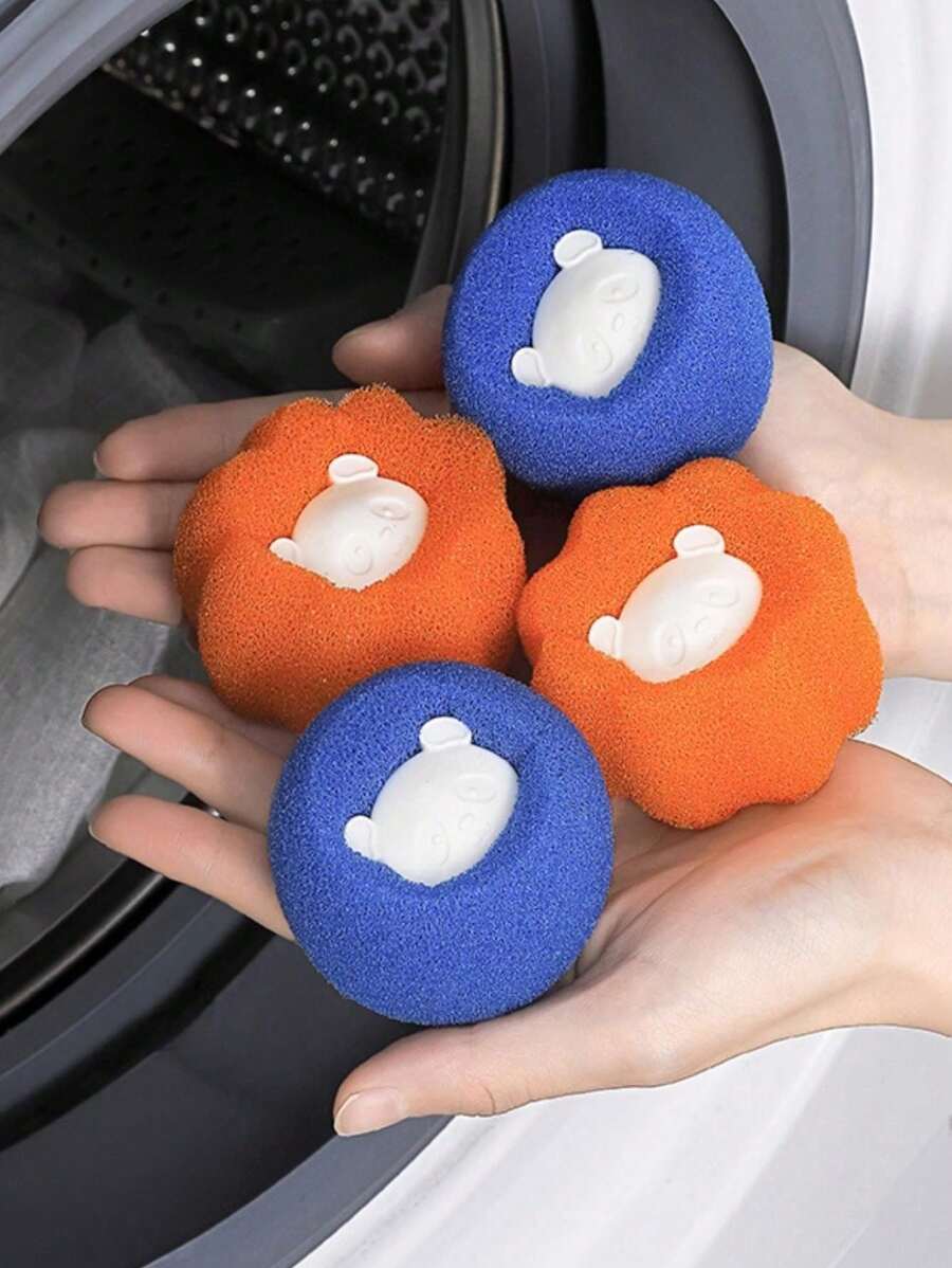 Random Color Reusable Laundry Balls - Washing Machine Pet Hair Remover ...