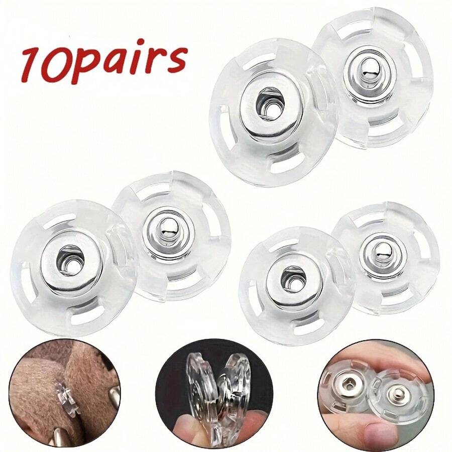 10 pares de broches a presión transparentes e invisibles para cárdigan ...