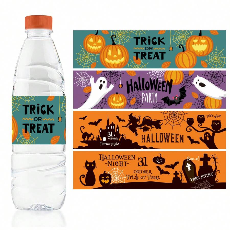 20 Pcs Happy Halloween Water Bottle Labels Waterproof Water Bottle ...
