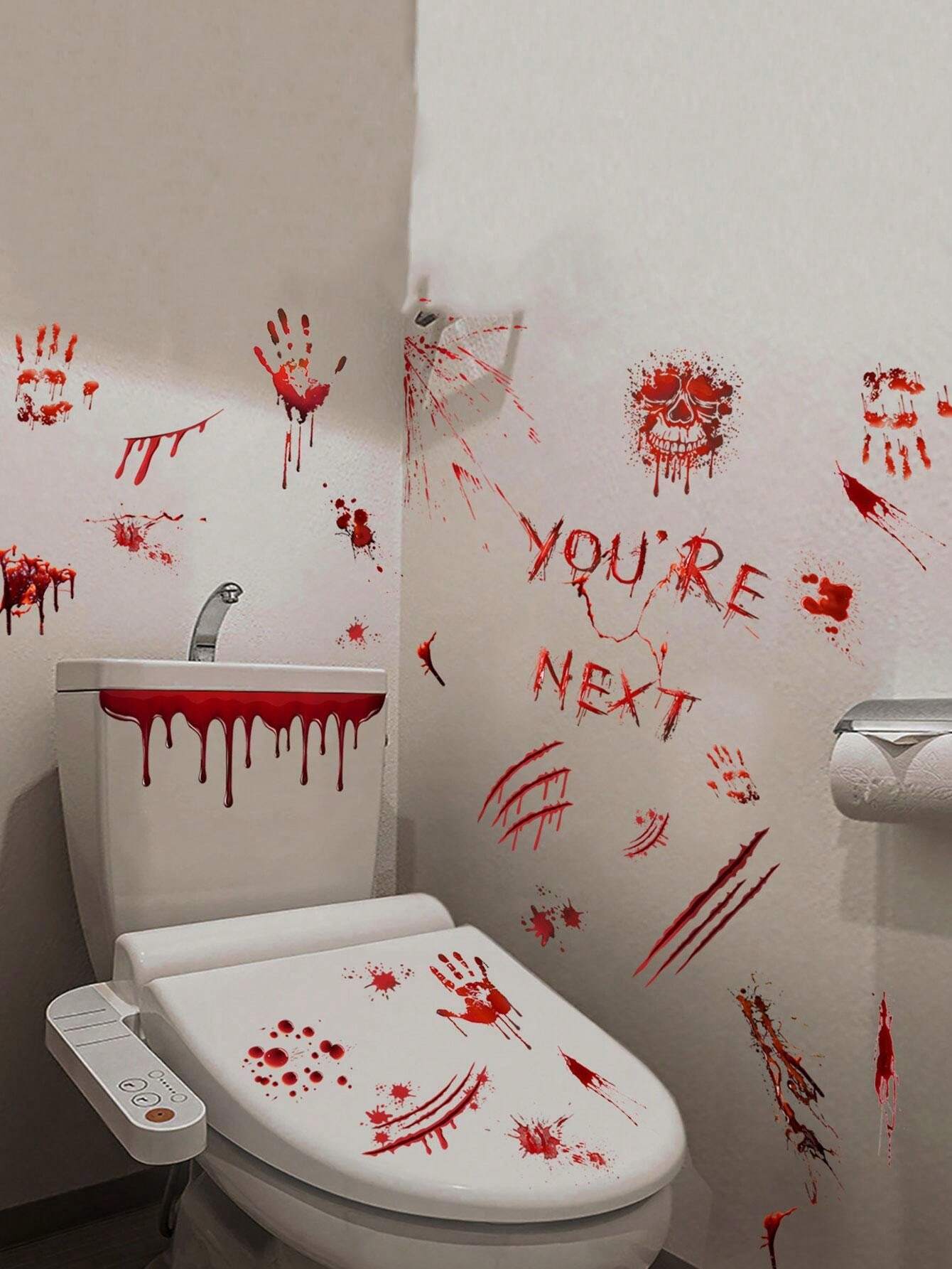 Halloween Decorations Blood Hand Prints & Footprints Stickers For House ...