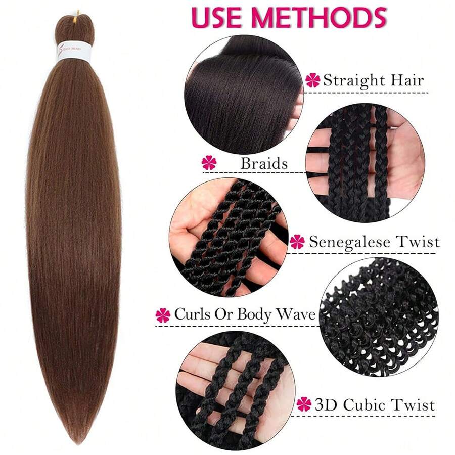 Extensions de tresses pré-étirées de 20 pouces, en paquet de 8 ...