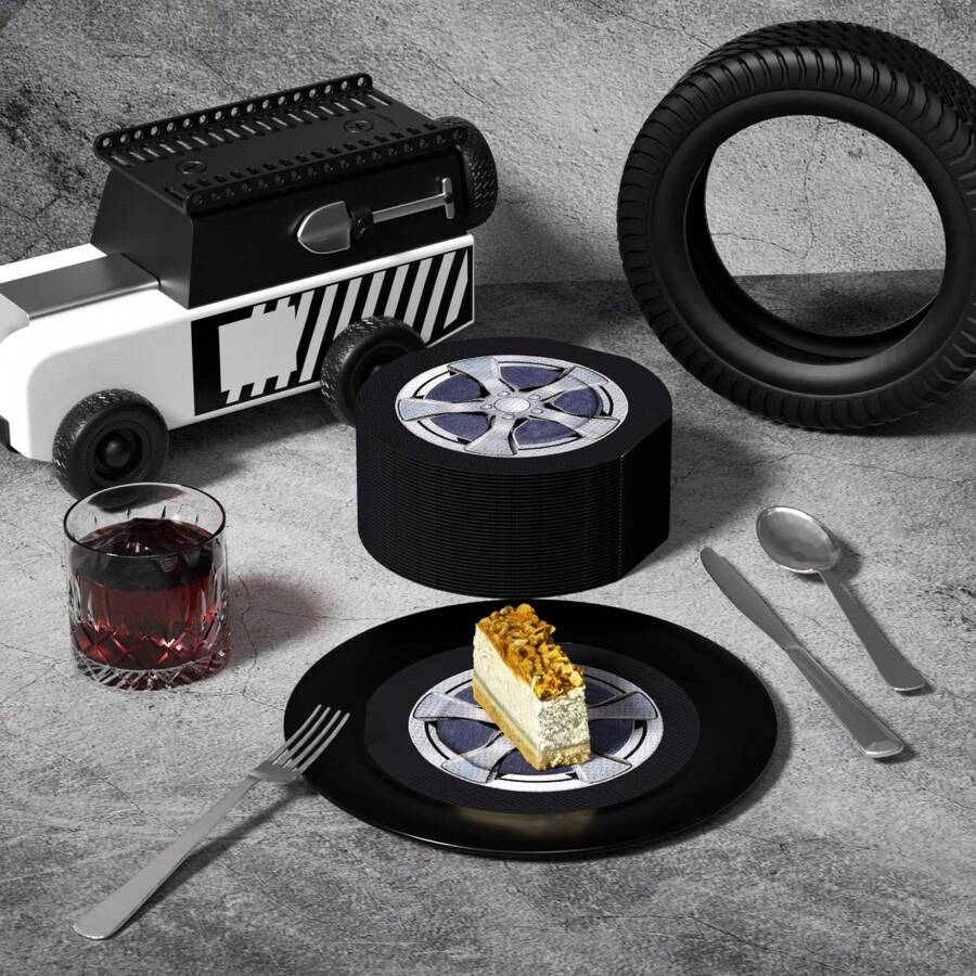 Tire-Shaped Paper Napkins, Racing Car Themed Party Disposable Napkins ...