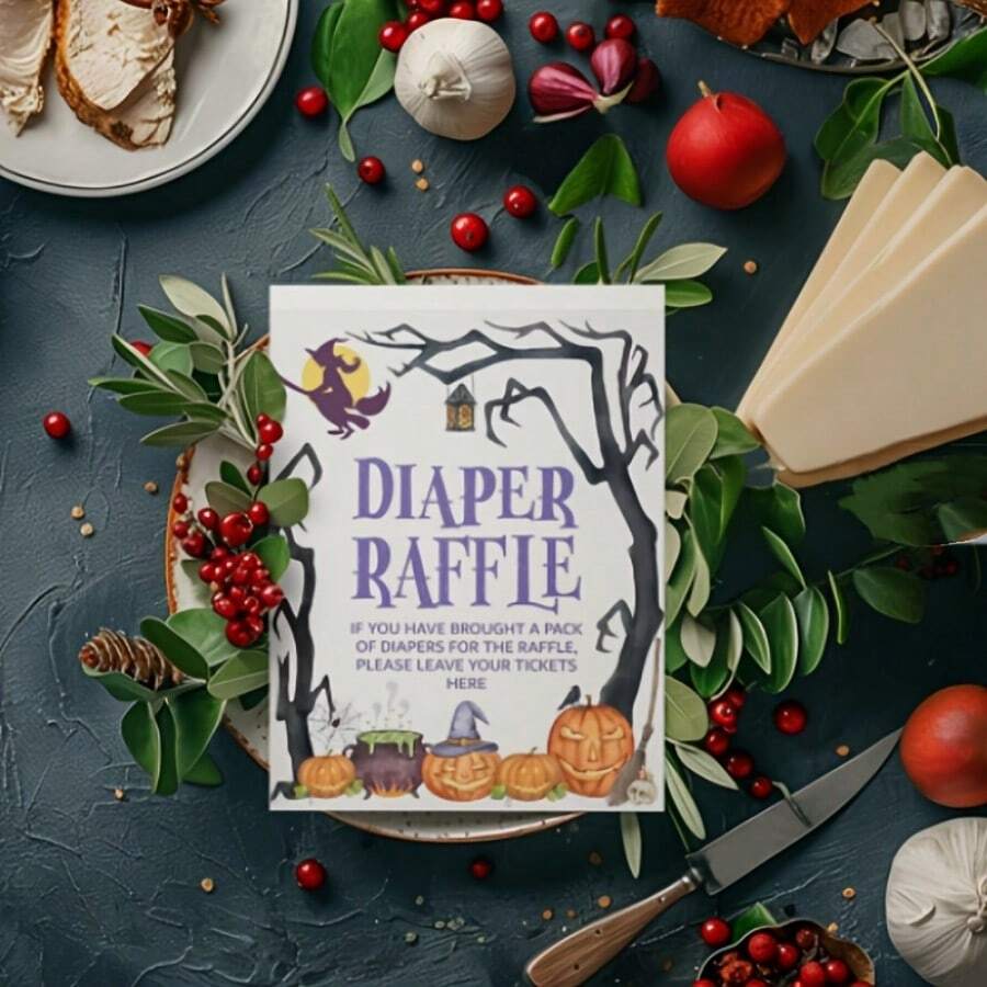 Halloween Diaper Raffle Tickets And Tags, Halloween Party Game ...