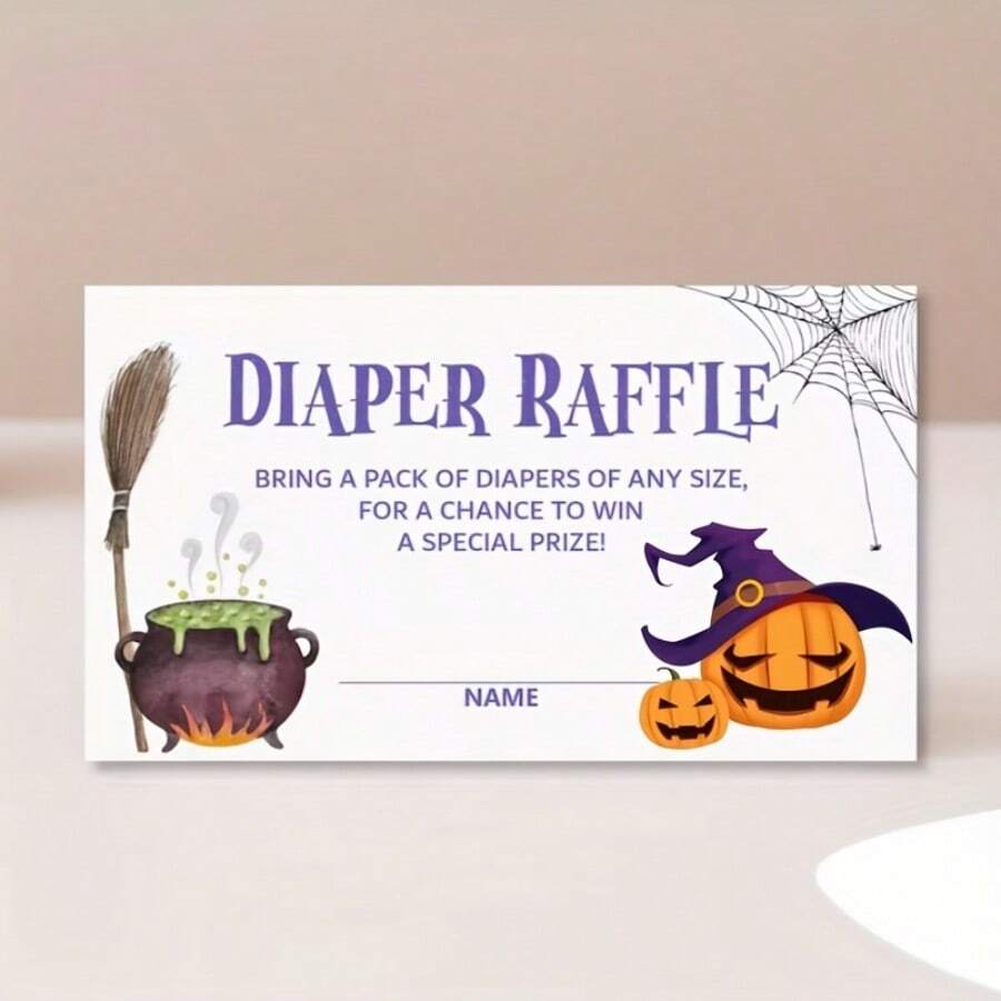 Halloween Diaper Raffle Tickets And Tags, Halloween Party Game ...
