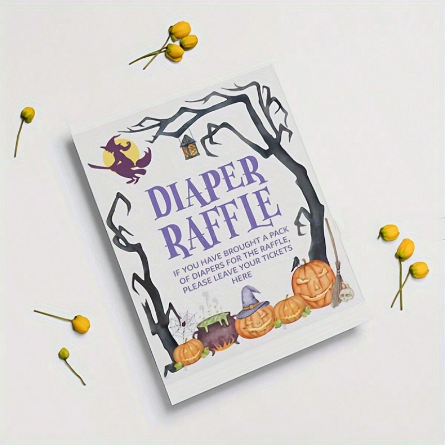 Halloween Diaper Raffle Tickets And Tags, Halloween Party Game ...