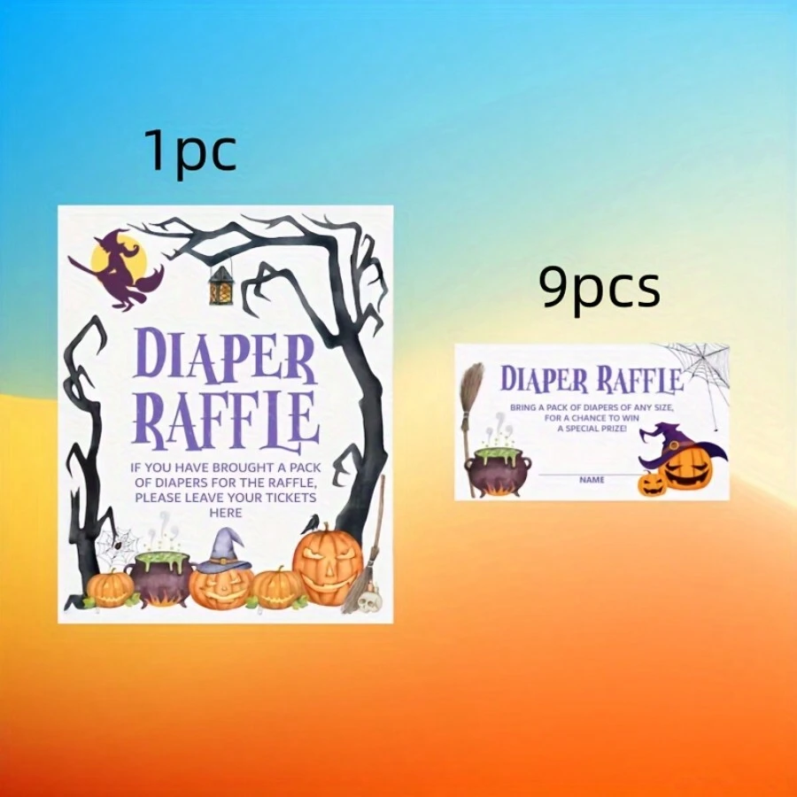 Halloween Diaper Raffle Tickets And Tags, Halloween Party Game ...