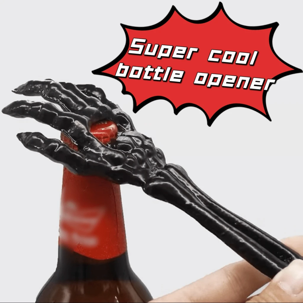 Cast Iron Skull Bottle Opener, Metal Skeleton Hand Shaped Beer Bottle ...