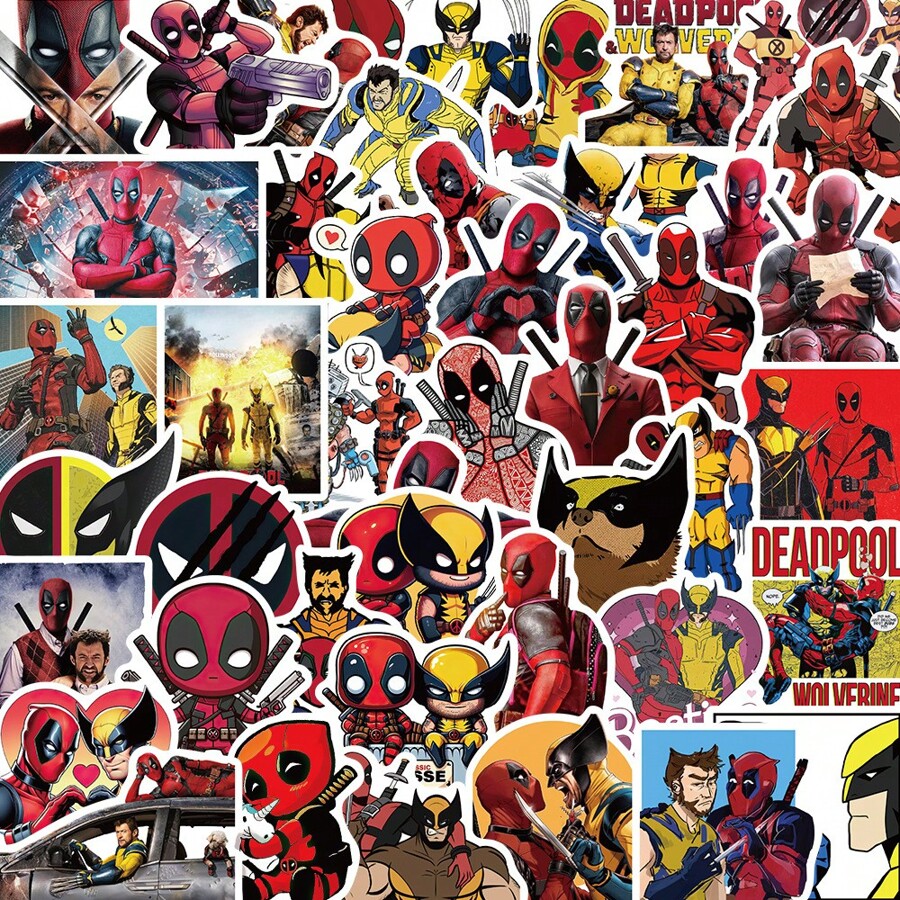 50PCS Cool Deadpool Wolverine Anime Cartoon Stickers Movie Decals DIY ...